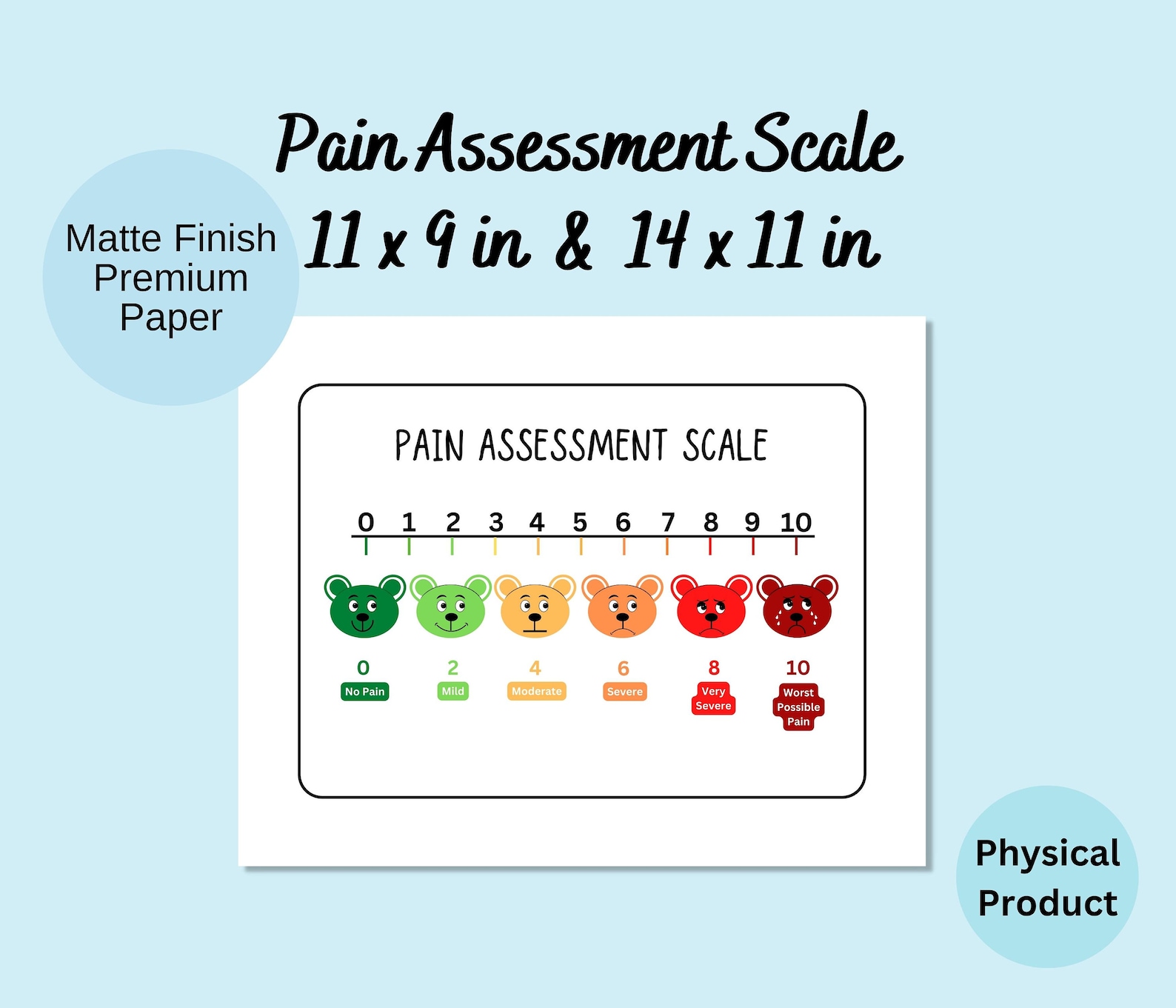 Brave Bear Pain Scale Poster, Pain Assessment Scale, School Nurse Pain ...