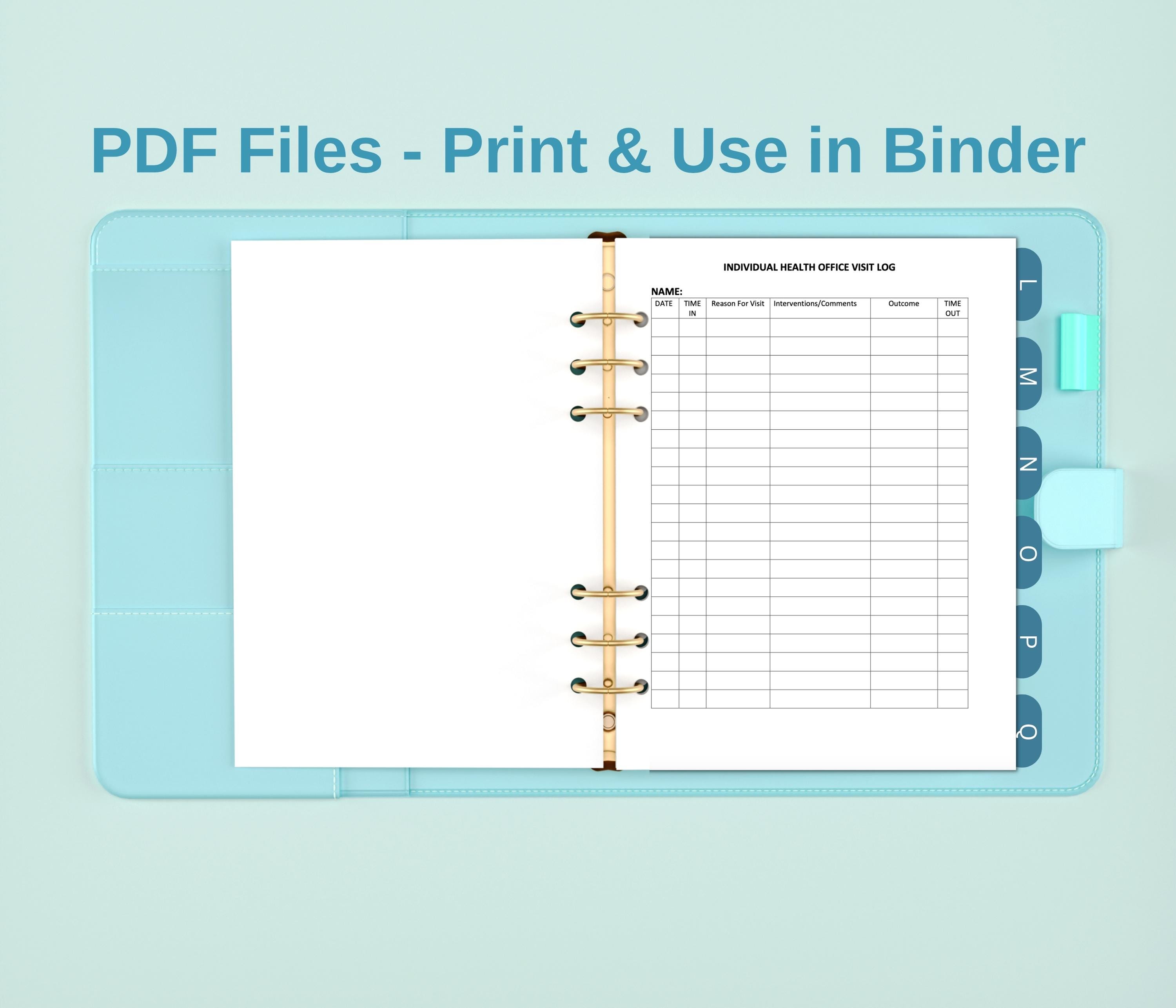 School Nurse Office Visit Log Template Bundle (PDF & Word) - Etsy