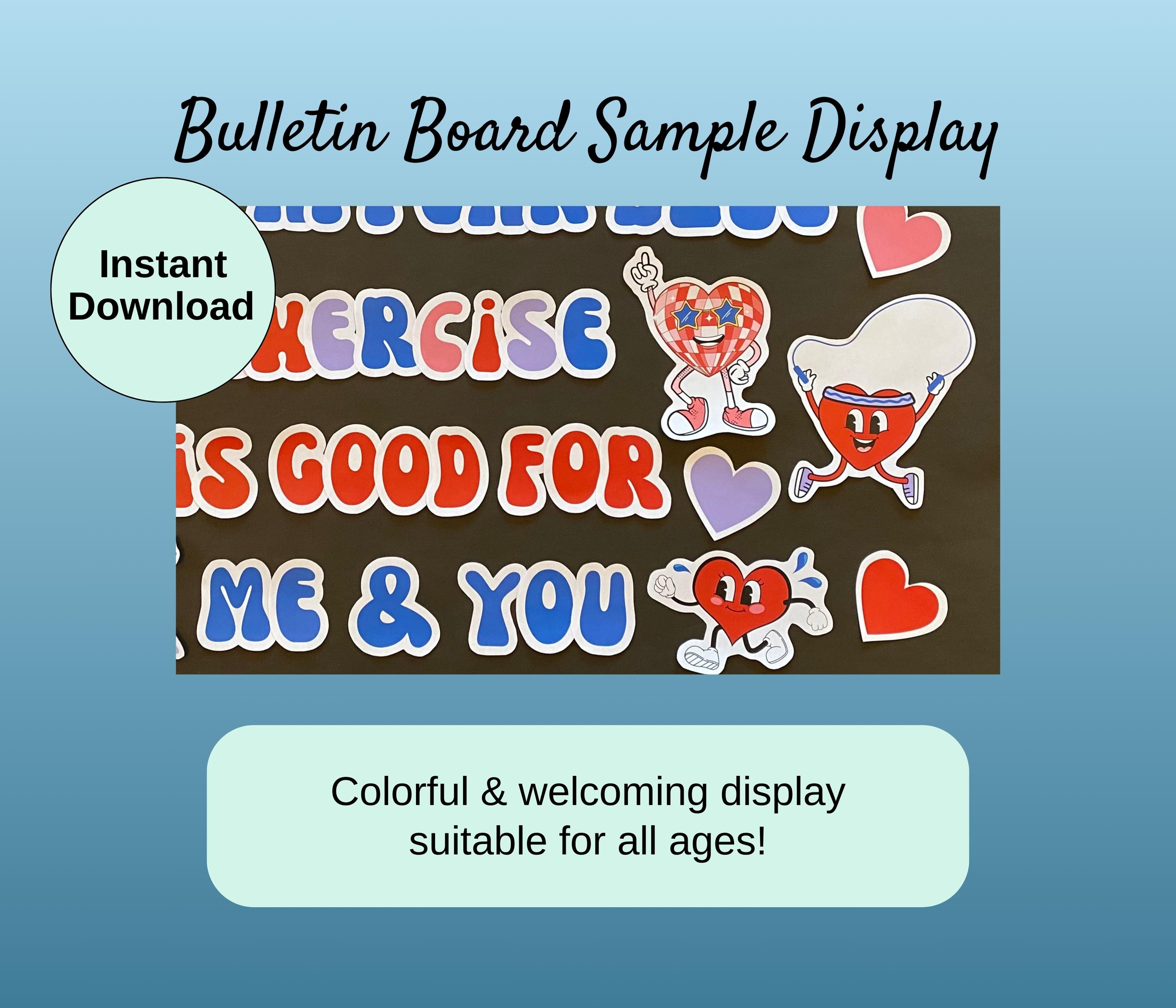 February Exercise Bulletin Board Kit, Valentine's Day School Nurse ...