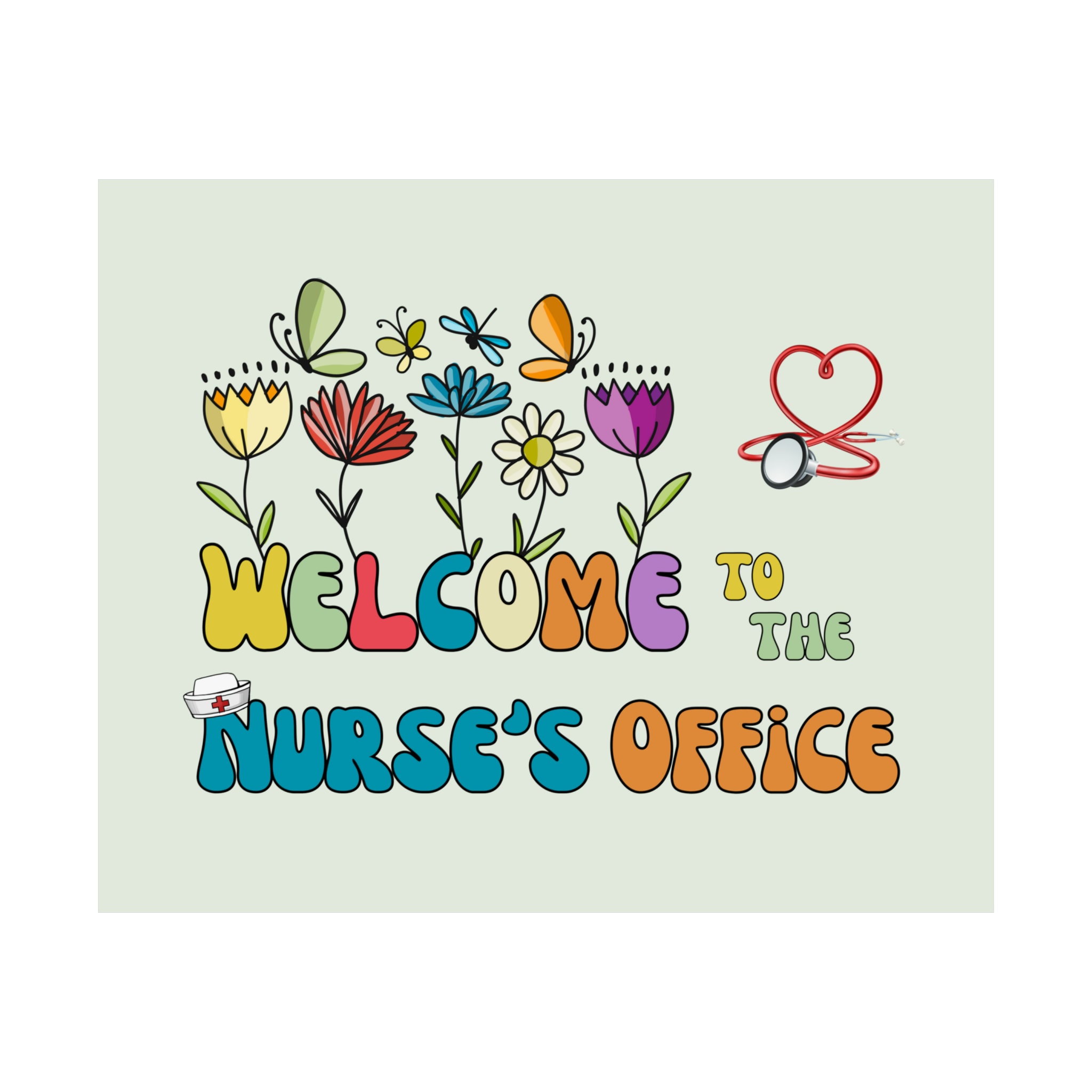 Nurse Office Welcome Sign, Cute Health Office Decor, Floral Welcome ...