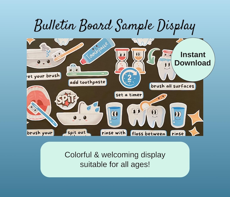 Tooth Brushing Basics Bulletin Board Kit: School Nurse Decor - Dental ...