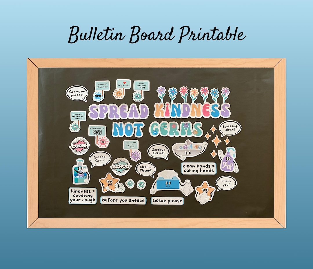 Spread Kindness Not Germs Bulletin Board, Printable School Nurse Decor ...
