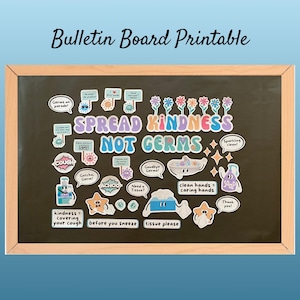 Spread Kindness Not Germs Bulletin Board, Printable School Nurse Decor ...