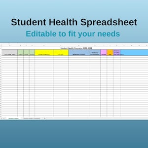 School Nurse Health Log: Student Health Condition Tracker (editable ...