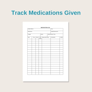 School Nurse Medication Log Template, Medication Administration Tracker ...