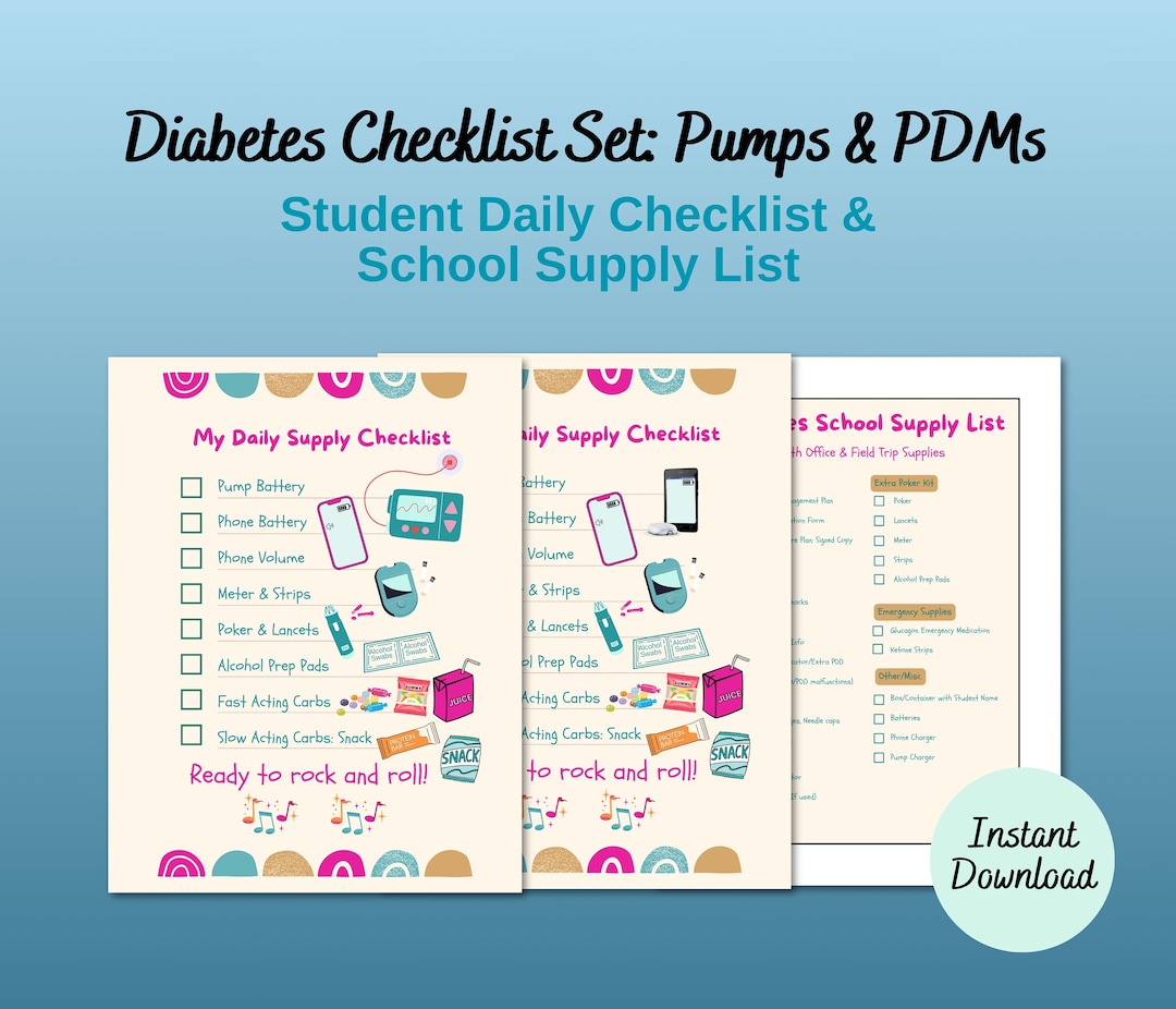 Diabetes Daily Checklist Bundle, School Nurse Forms, School Nurse ...