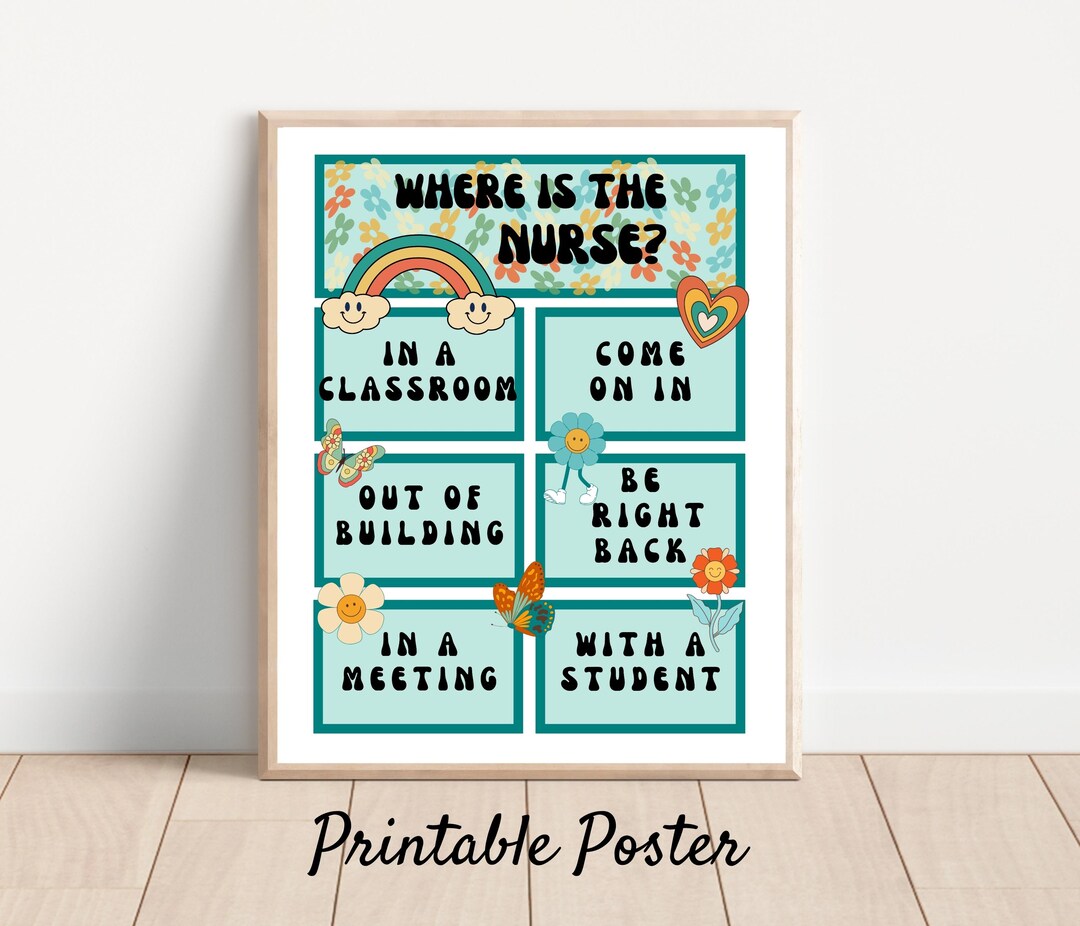 School Nurse Office Poster: Where is the Nurse - Retro Health Decor ...