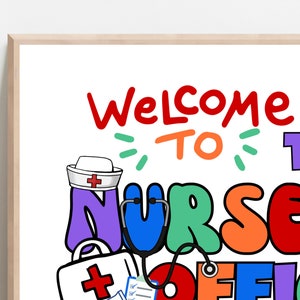 Nurse Office Welcome Poster Printable, School Nurse Office Door Sign ...