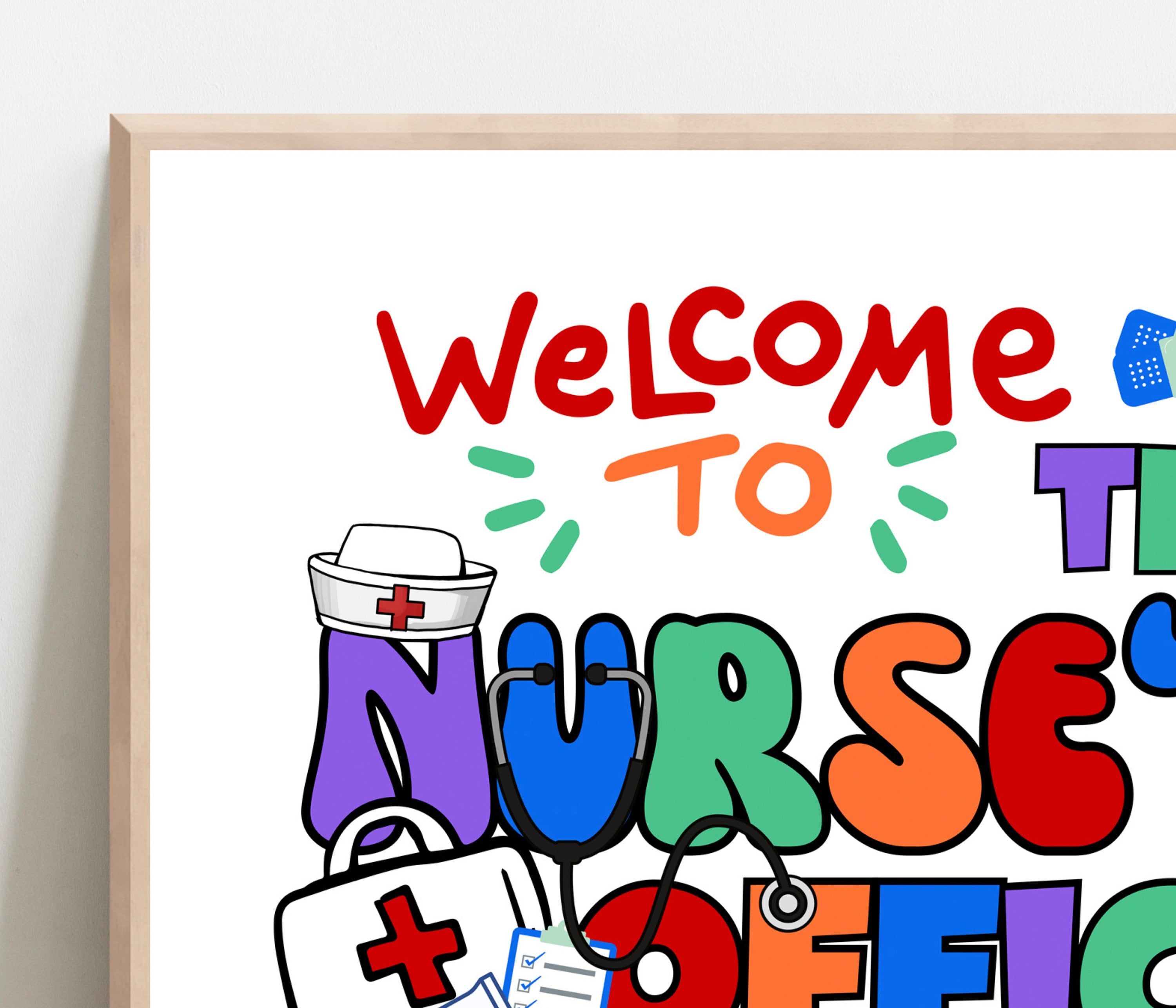 Nurse Office Welcome Poster Printable, School Nurse Office Door Sign ...