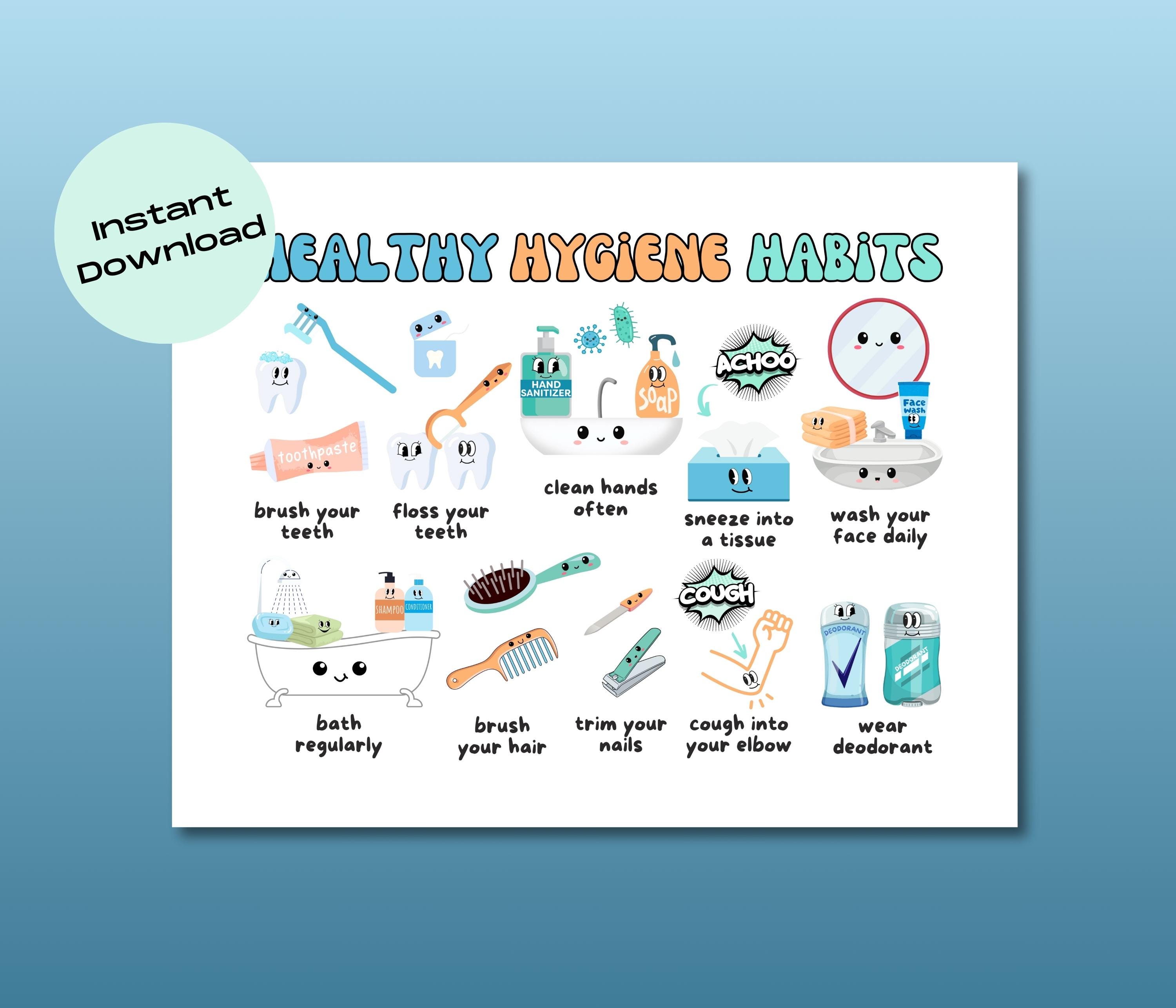 Healthy Hygiene Habits Poster, School Nurse Office Decor (digital ...