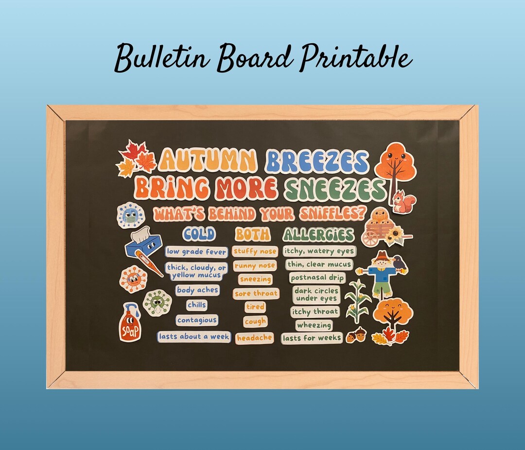Fall Cold Vs Allergies Bulletin Board Kit: School Nurse Office Decor ...