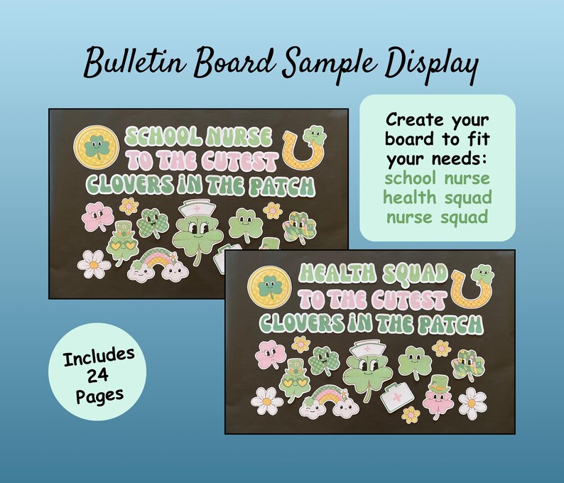 School Nurse St. Patrick's Day Bulletin Board Kit: Retro Shamrock Decor ...