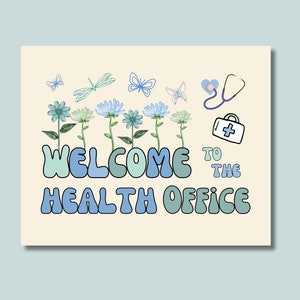 Health Office Welcome Poster, Cute Clinic Decor, Floral Welcome Poster ...