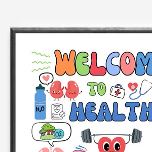 Health Office Welcome Sign, Cute Clinic Decor, Health Class Poster ...