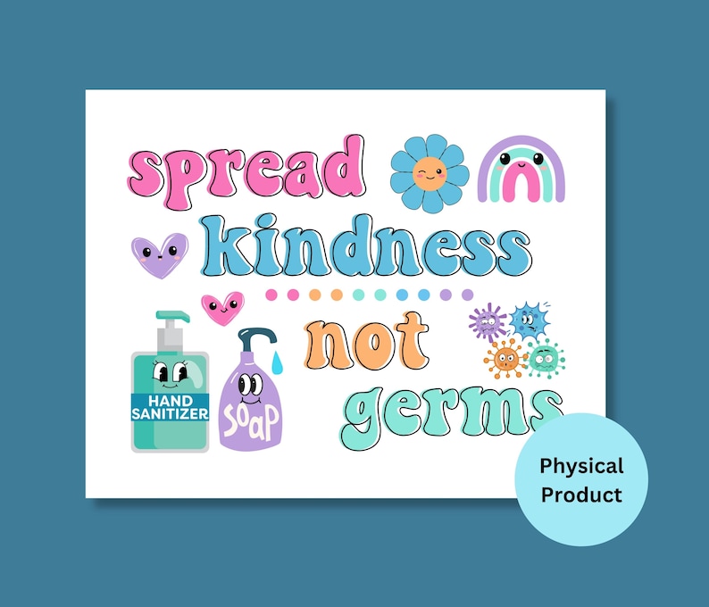Spread Kindness Not Germs Poster: School Nurse Office Decor - Etsy