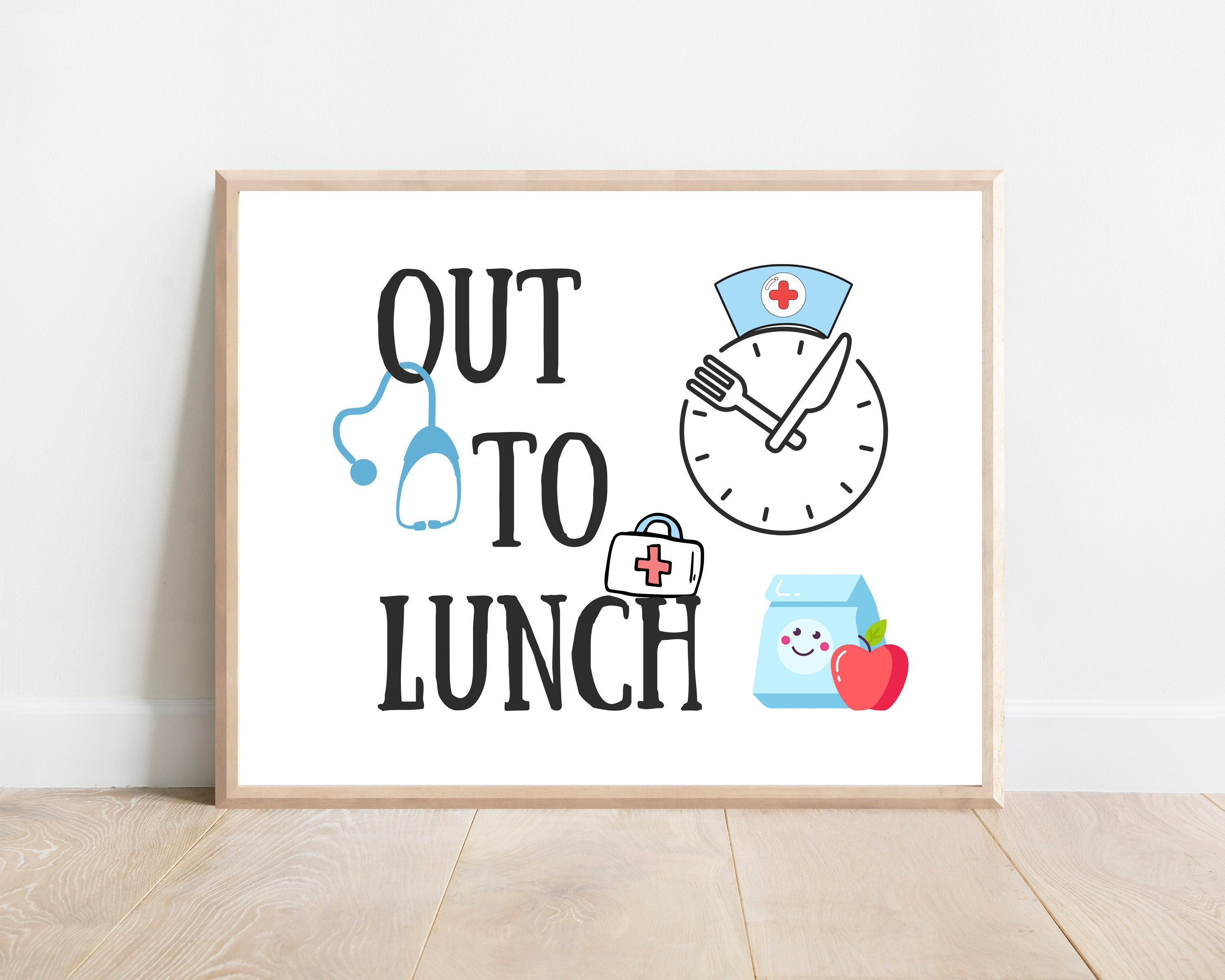 Nurse Out to Lunch Poster, Printable Nurse Office Door Sign, School ...