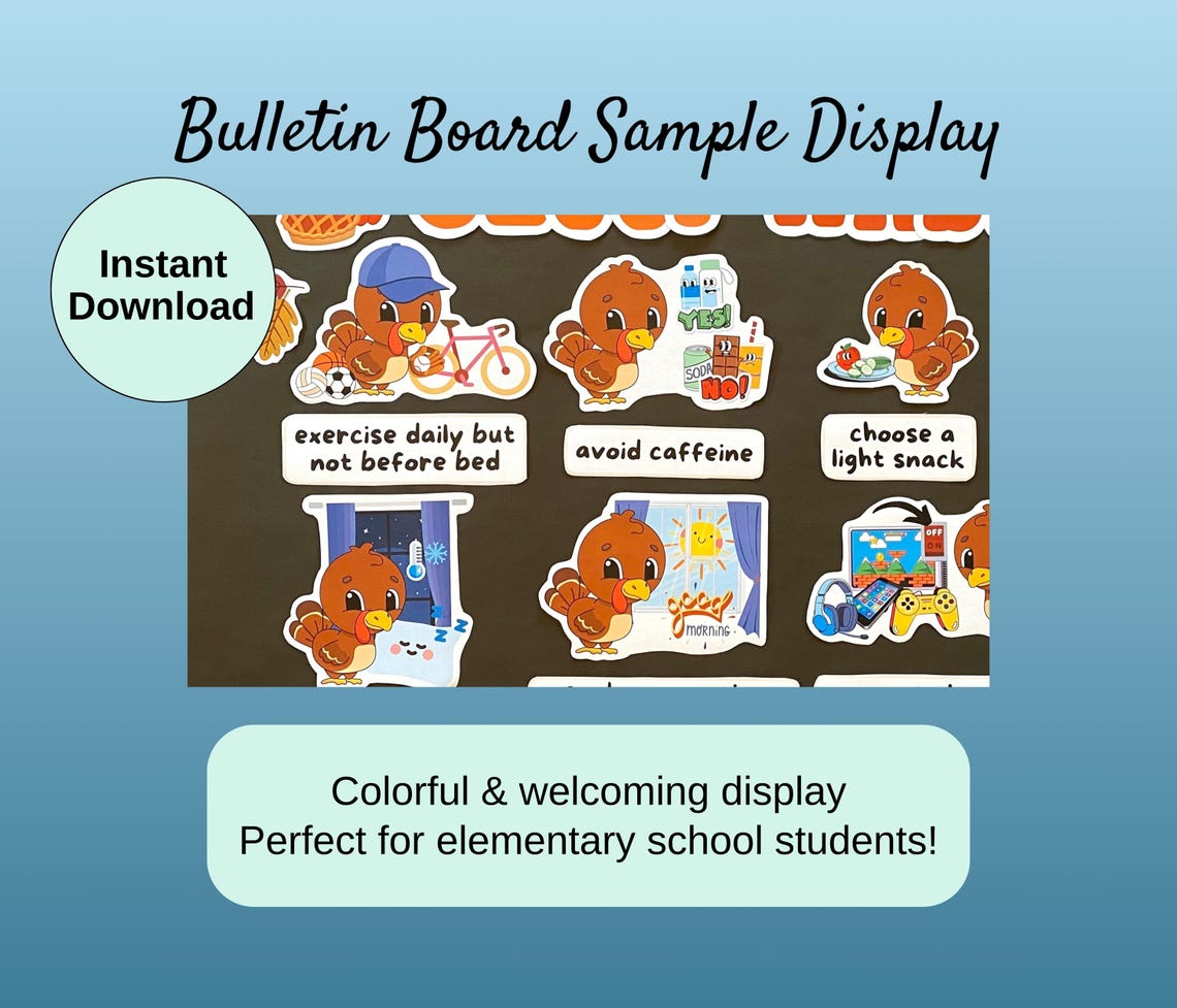 Healthy Sleep Habits Bulletin Board Kit: Fall School Nurse Decor (PDF ...