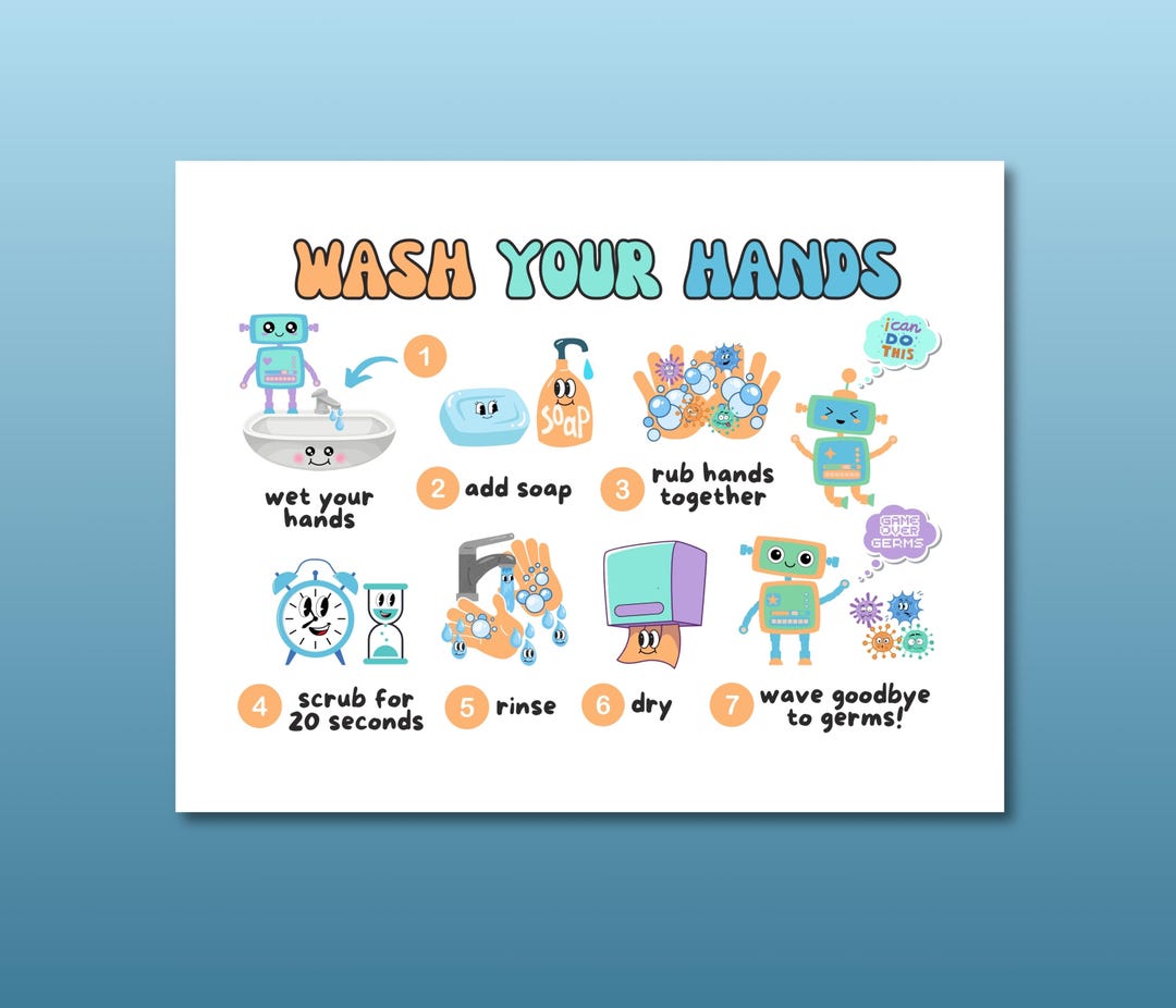 Wash Your Hands Poster: School Nurse, Classroom Hygiene Art - Etsy