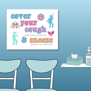 Cover Your Cough Pastel Poster: School Nurse Health Office Decor - Etsy