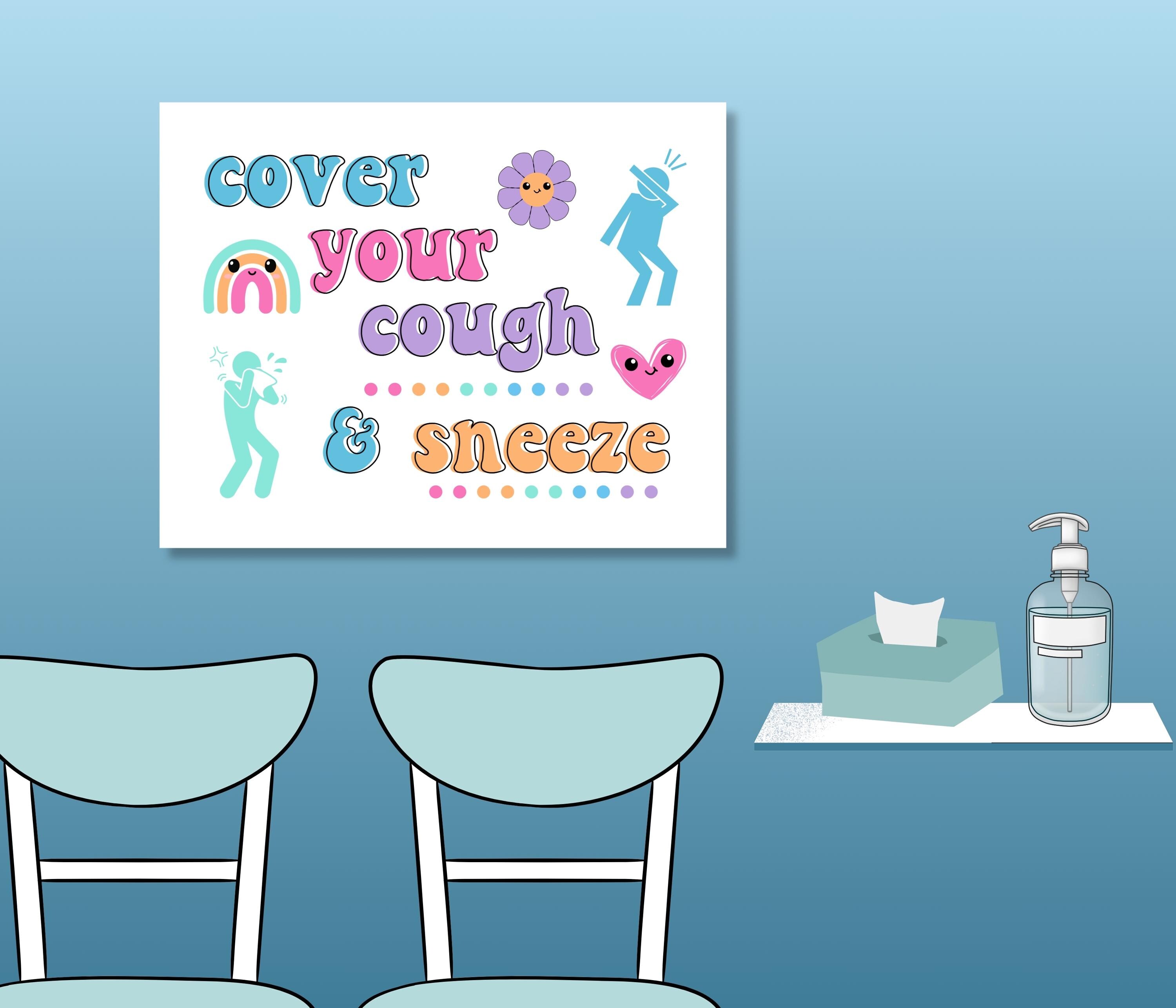 Cover Your Cough Pastel Poster: School Nurse Health Office Decor - Etsy