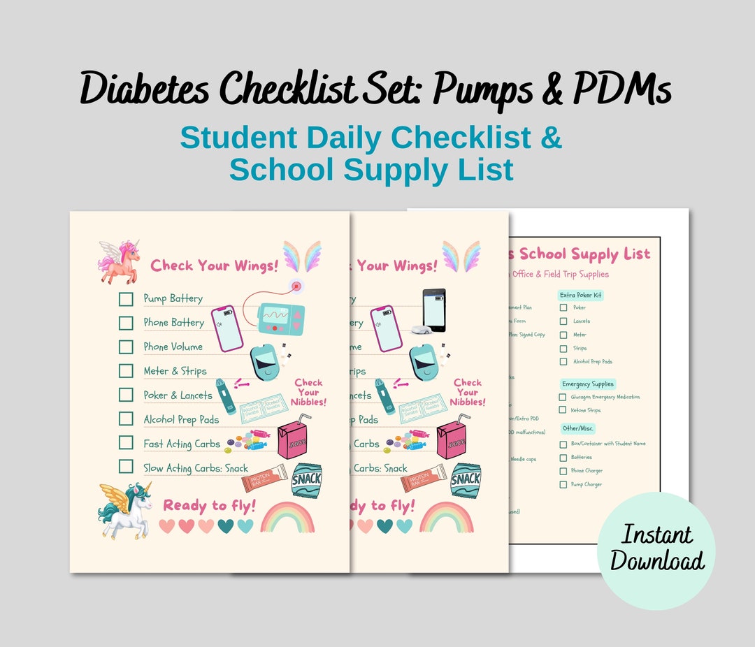 Diabetes Supply Checklist Bundle, School Nurse Forms, School Nurse ...