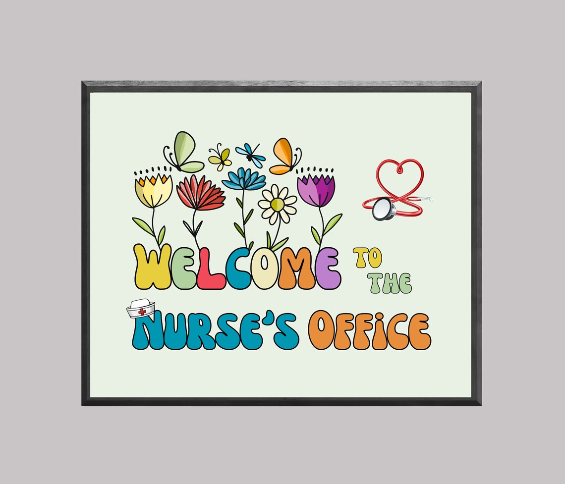 Nurse Office Welcome Sign, Cute Health Office Decor, Floral Welcome ...