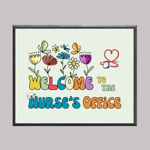 Nurse Office Welcome Sign, Cute Health Office Decor, Floral Welcome ...