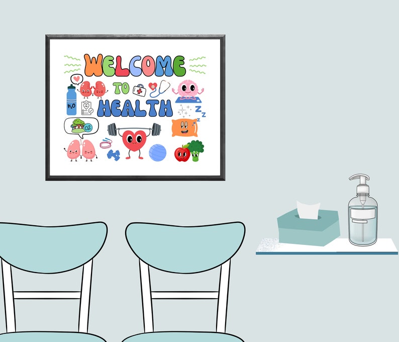 Health Office Welcome Sign, Cute Clinic Decor, Health Class Poster ...