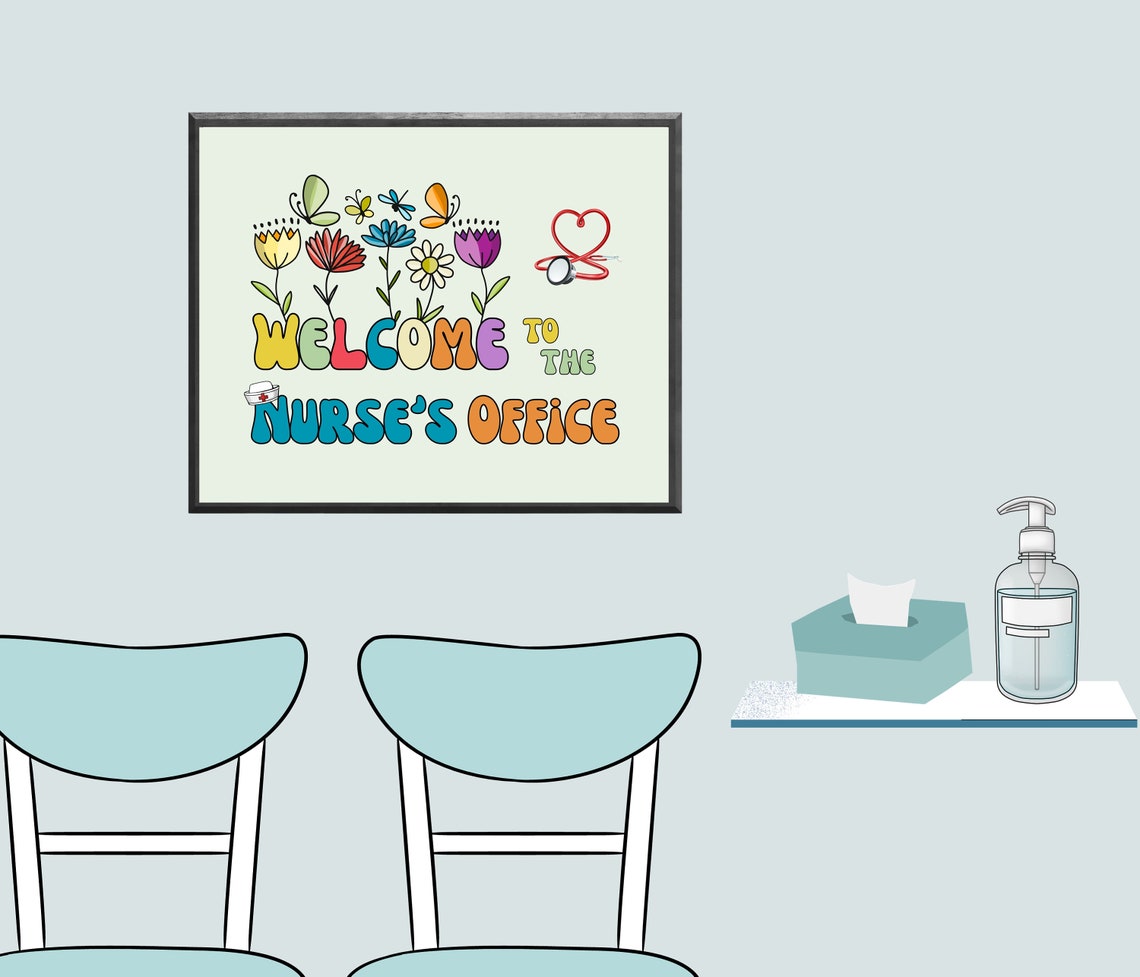 Nurse Office Welcome Sign, Cute Health Office Decor, Floral Welcome ...
