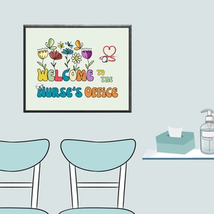 Nurse Office Welcome Sign, Cute Health Office Decor, Floral Welcome ...