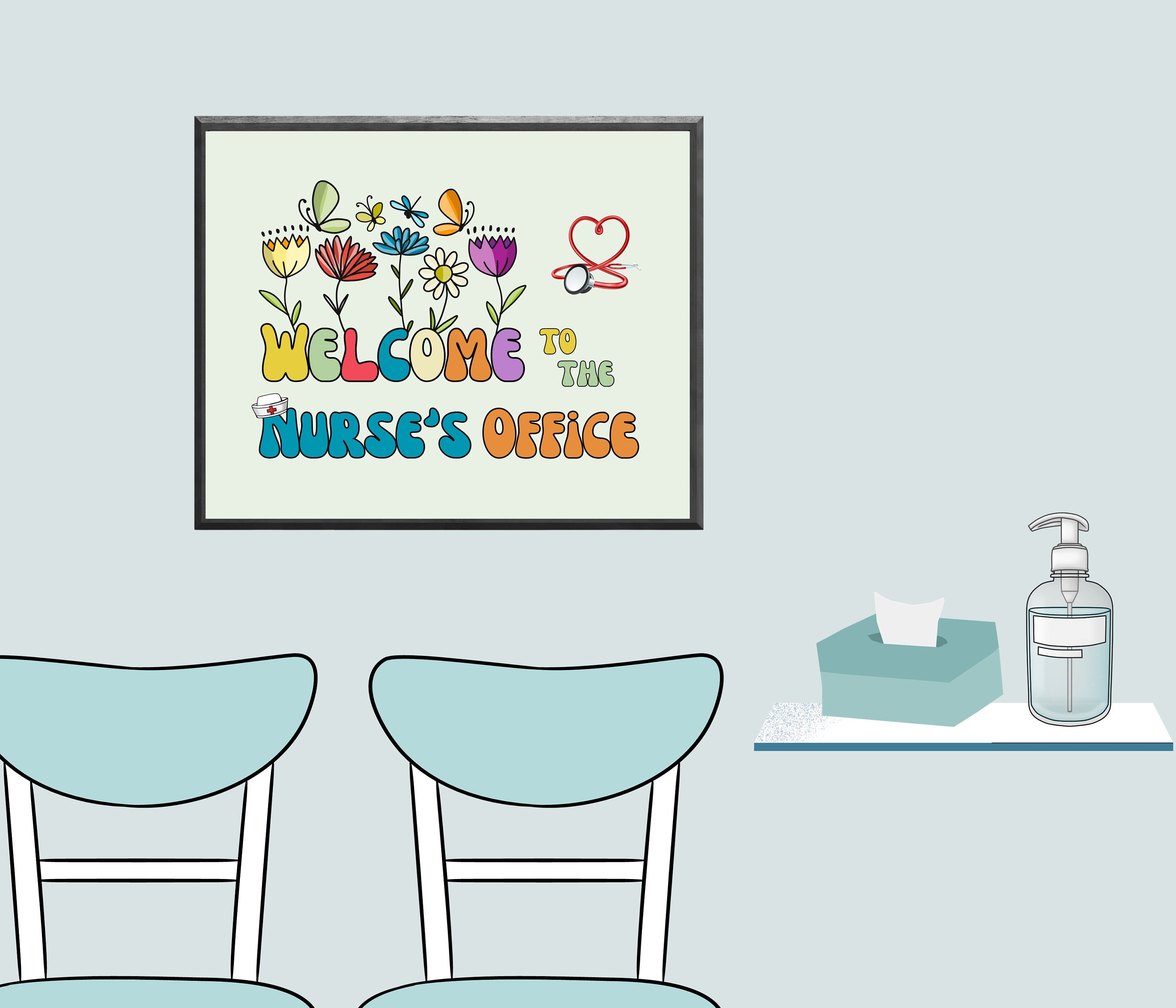 Nurse Office Welcome Sign, Cute Health Office Decor, Floral Welcome ...