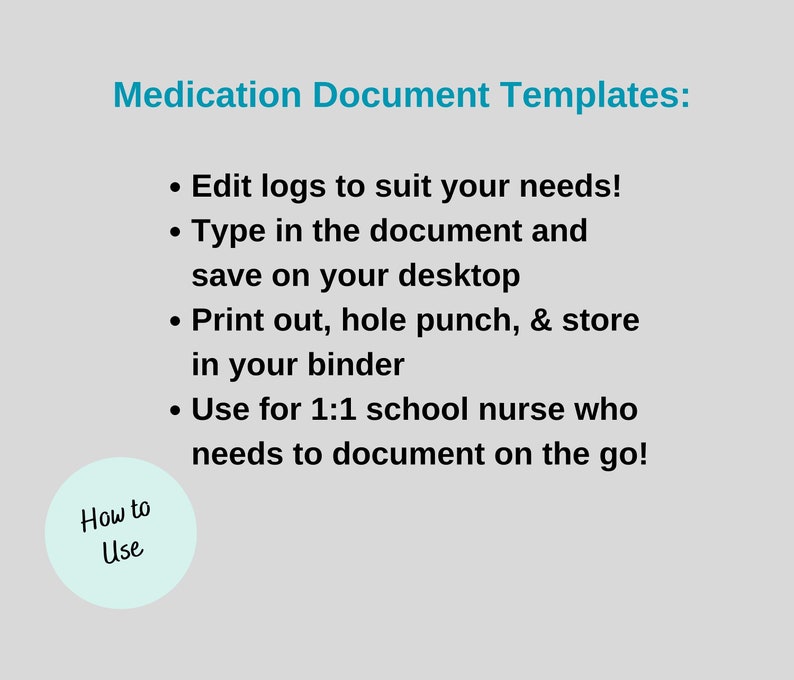 School Nurse Medication Log Template, Medication Administration Tracker ...