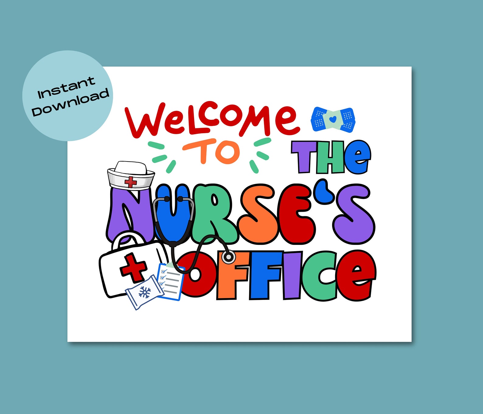 Nurse Office Welcome Poster Printable, School Nurse Office Door Sign, School Nurse Decor, Health ...