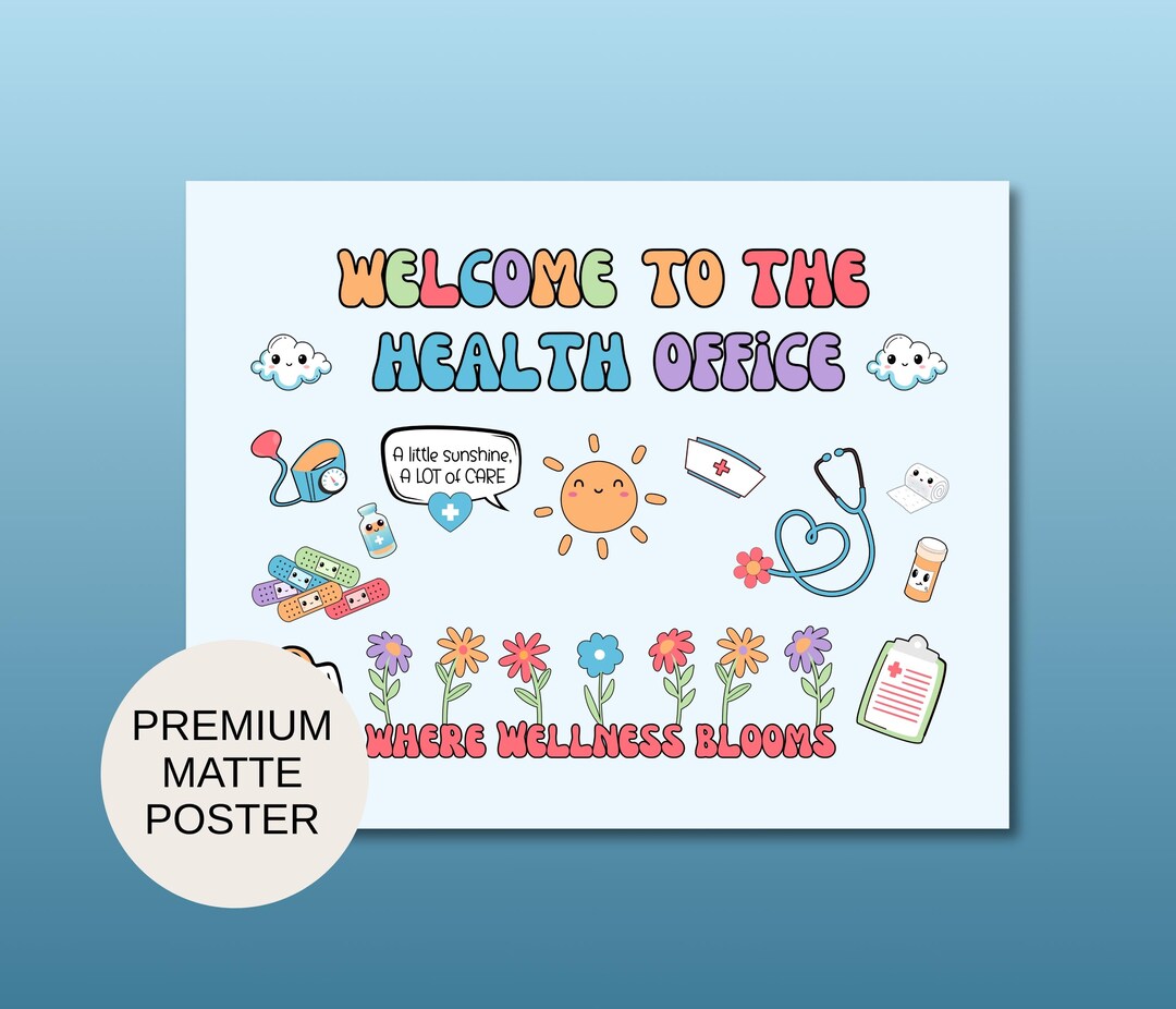 School Health Office Welcome Poster: Retro Wellness Blooms Wall Art - Etsy