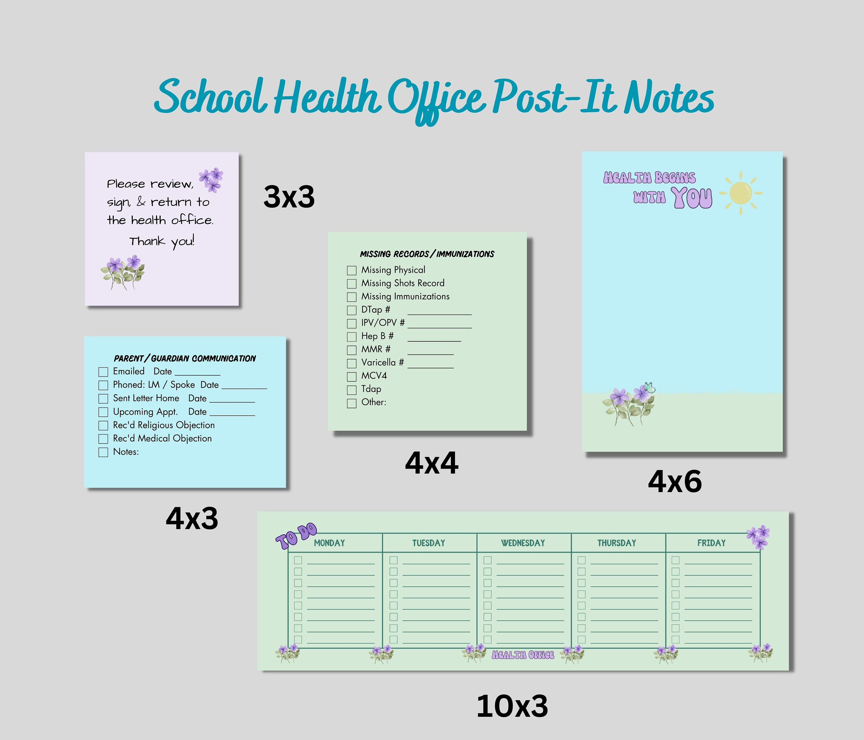 School Nurse Sticky Notes School Health Office Notepad - Etsy