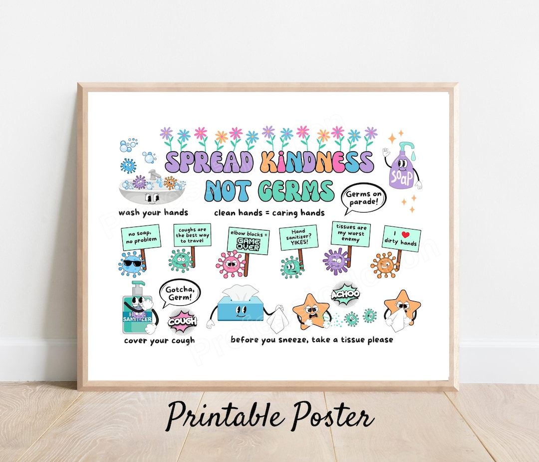 Spread Kindness Not Germs Poster | Printable School Nurse, Classroom ...