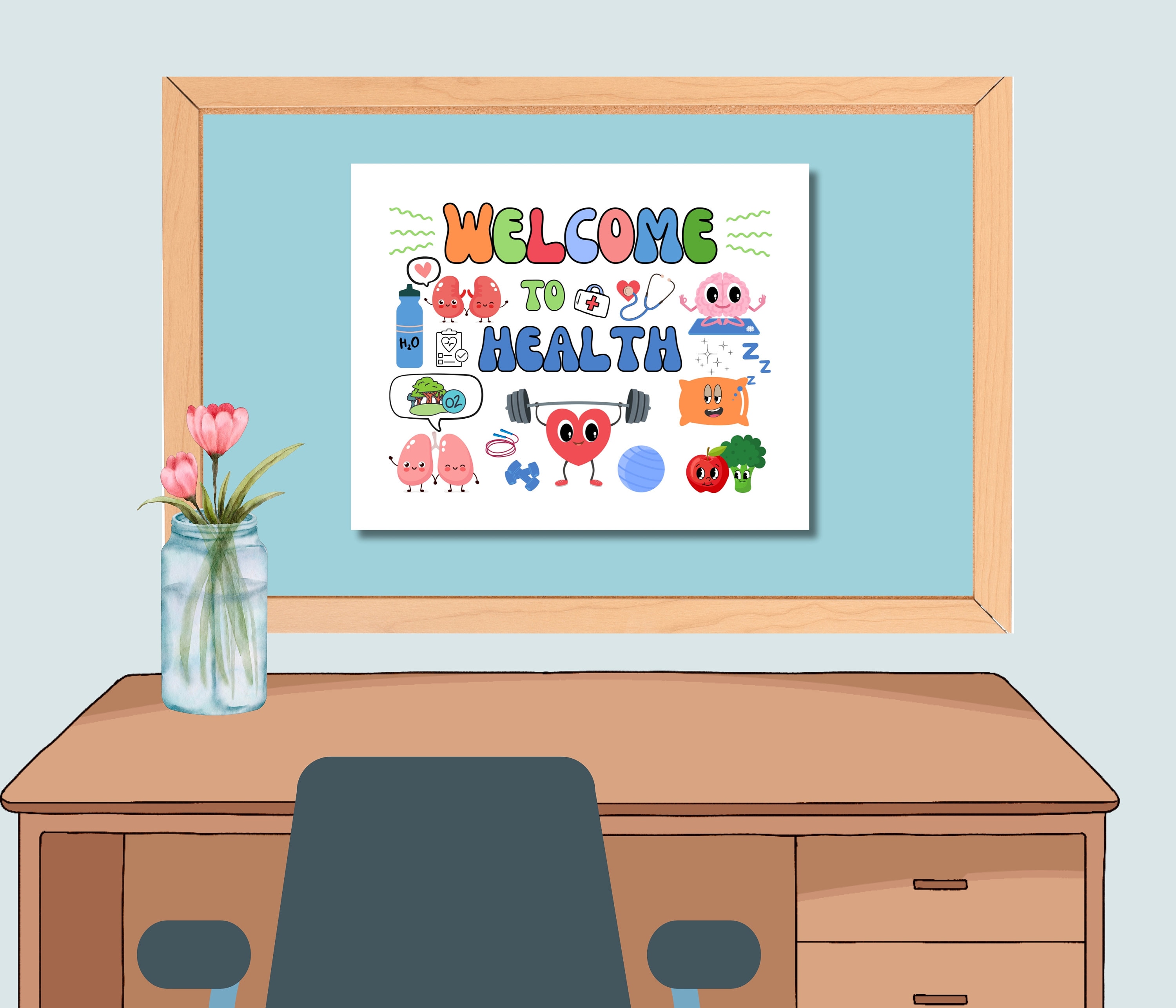Health Office Welcome Sign, Cute Clinic Decor, Health Class Poster ...