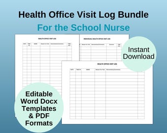 School Nurse Student Visit Log, Health Officer, Student Tracker ...