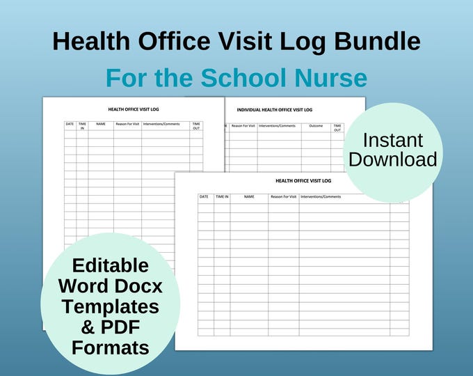 School Nurse Student Visit Log, Health Officer, Student Tracker ...