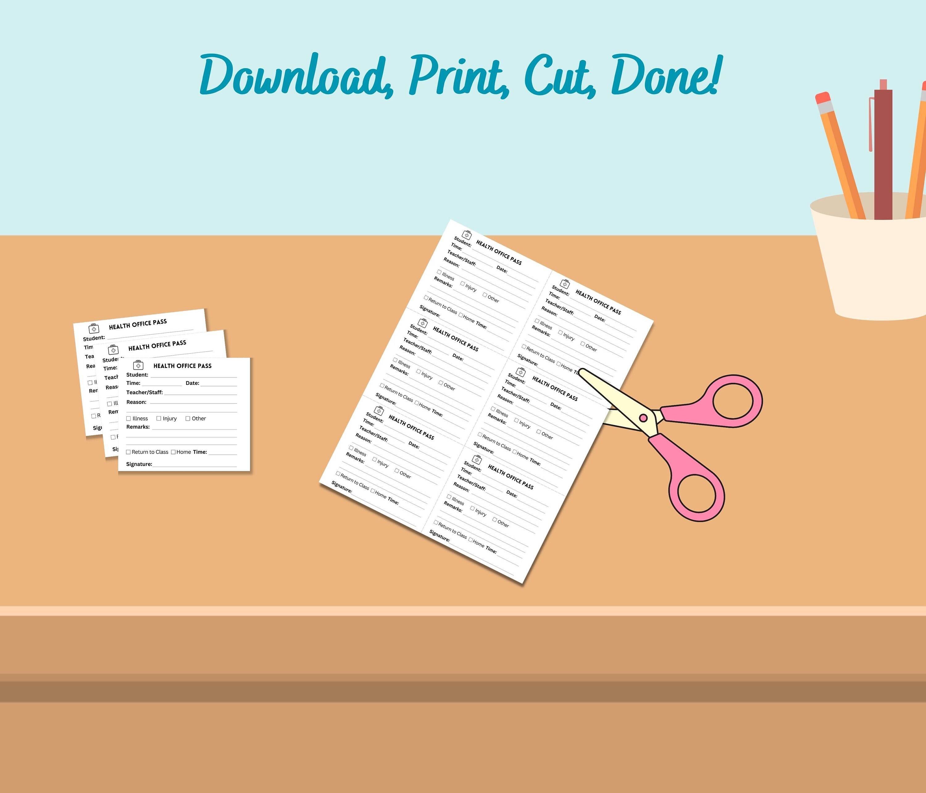 School Health Office Pass, Nurse's Office Pass, Health Office Decor ...