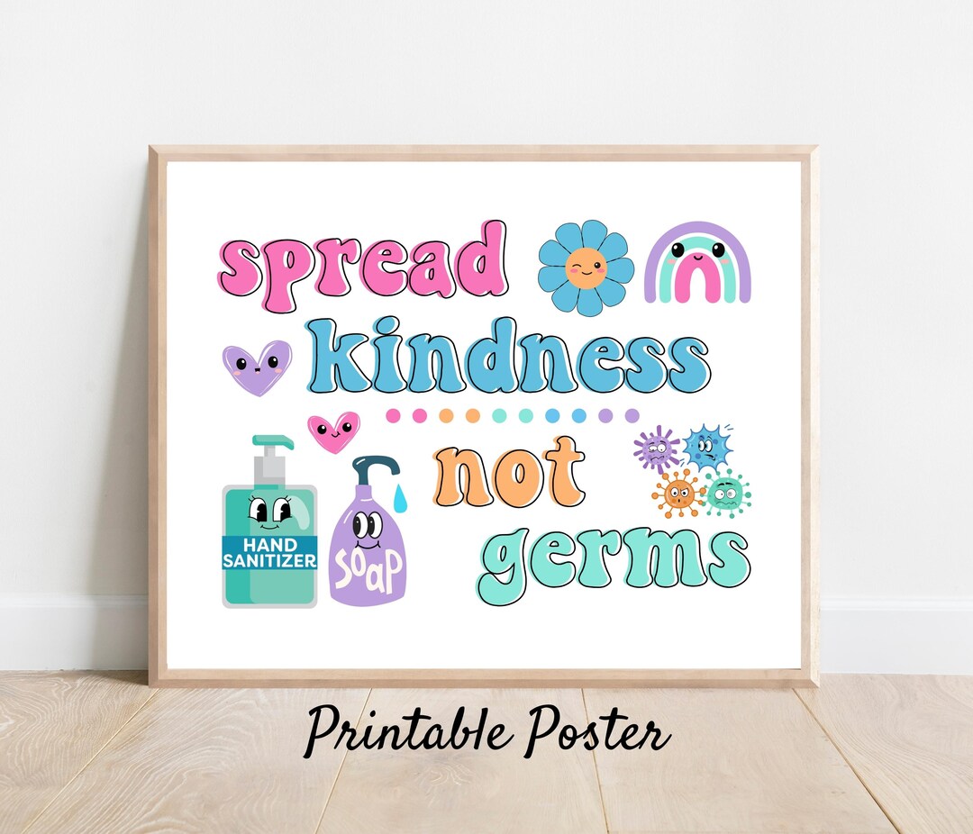 Spread Kindness Not Germs Poster, School Nurse Printable, Health Office ...