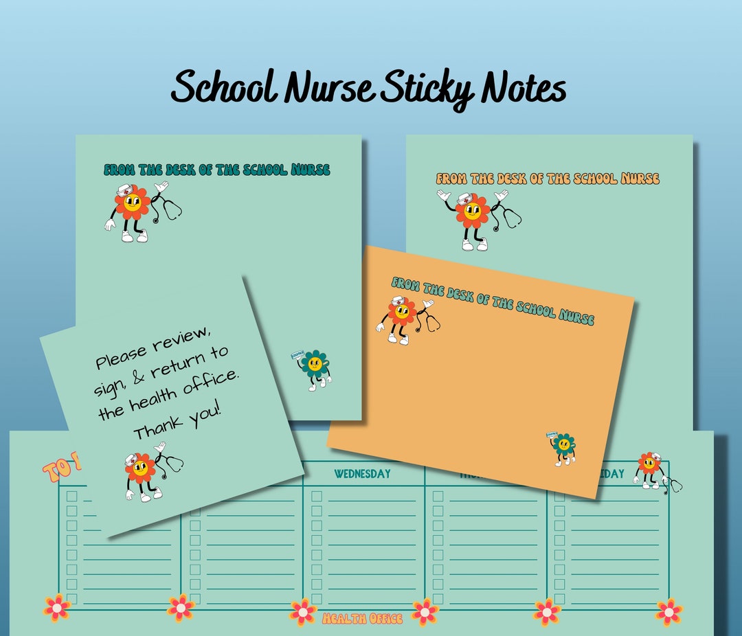 School Nurse Sticky Notes, Gift for School Nurse Post-it®, Groovy ...