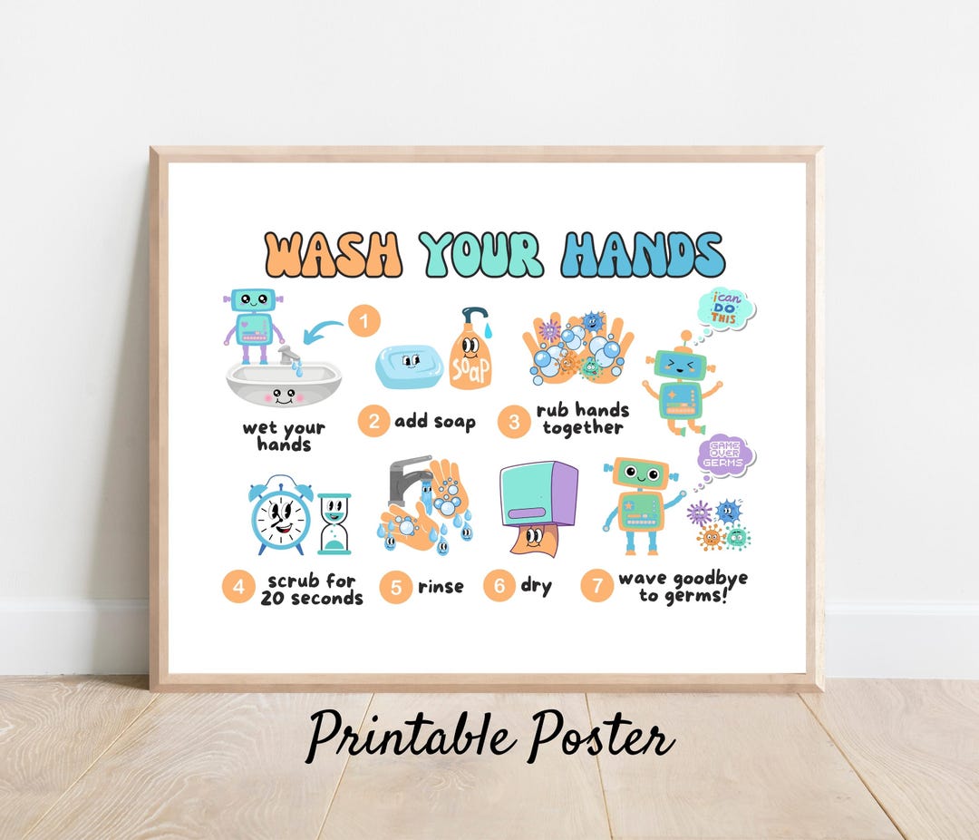 School Nurse Hand Hygiene Poster, Printable Kindergarten Classroom Hand ...