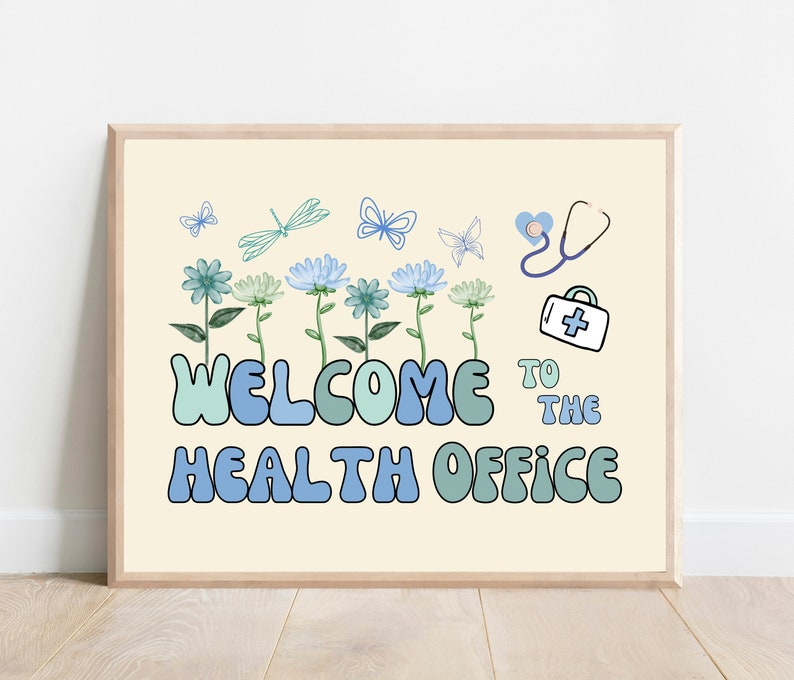 Health Office Welcome Poster, Cute Clinic Decor, Floral Welcome Poster ...
