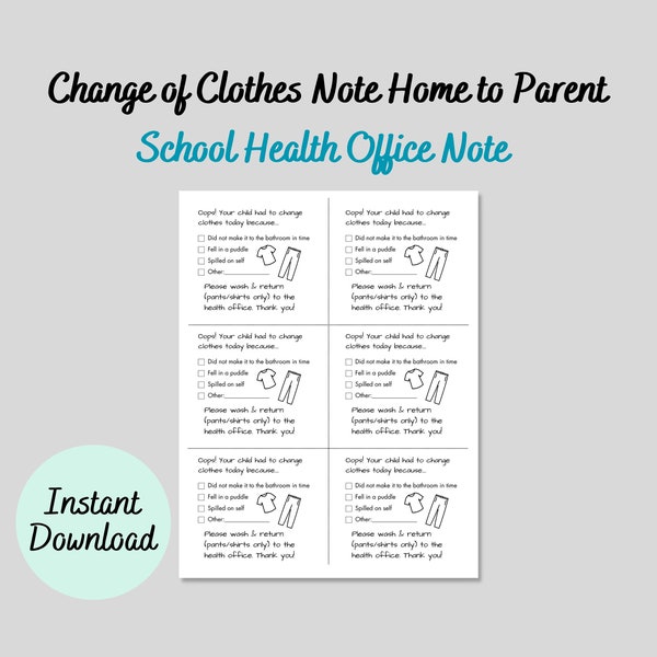 School Nurse Note Home - Etsy