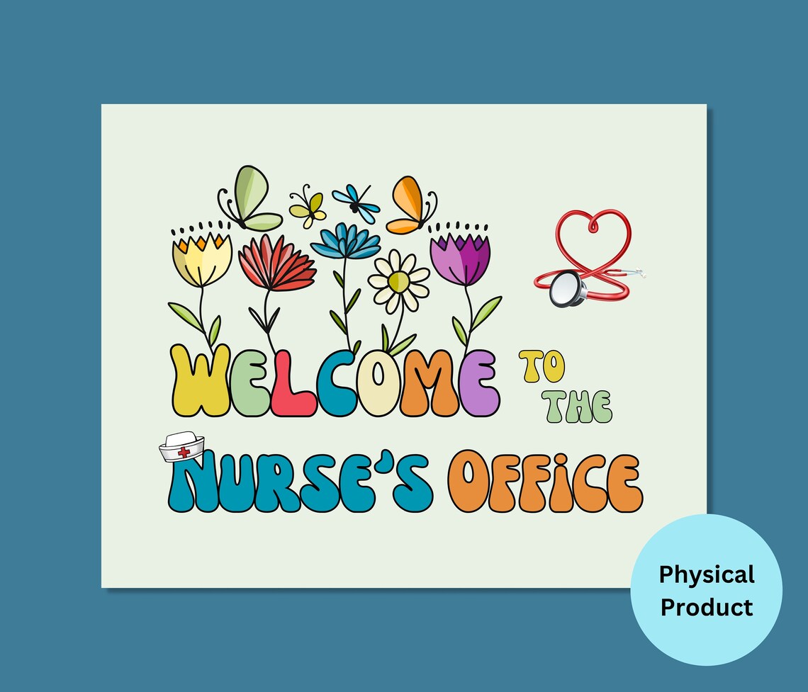 Nurse Office Welcome Sign, Cute Health Office Decor, Floral Welcome ...