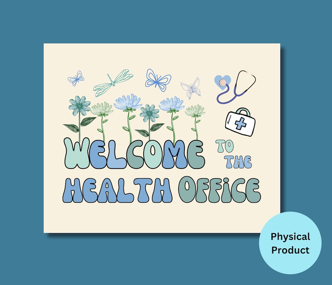 Health Office Welcome Poster, Cute Clinic Decor, Floral Welcome Poster ...