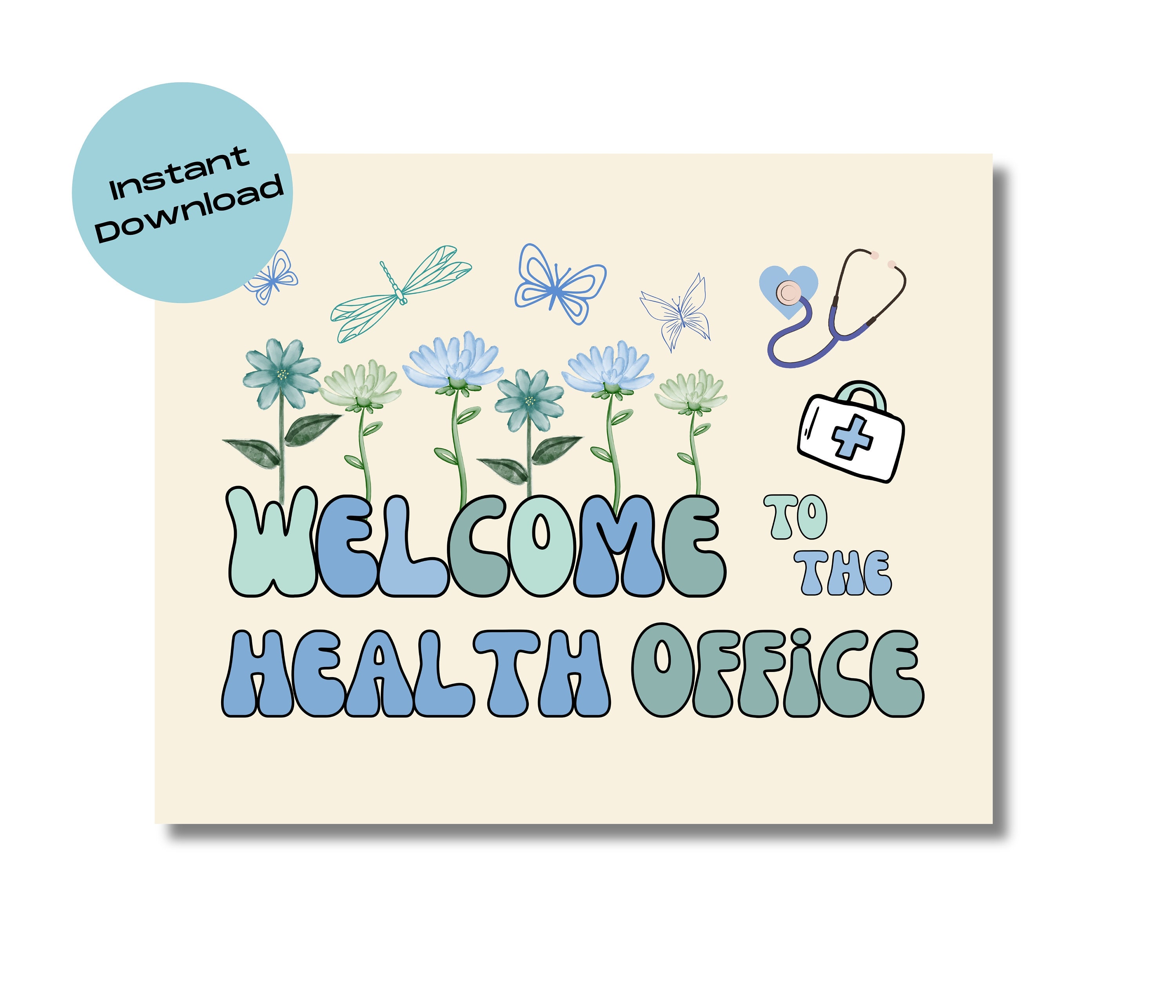 Health Office Welcome Poster, Printable Nurse Office Welcome Door Sign ...