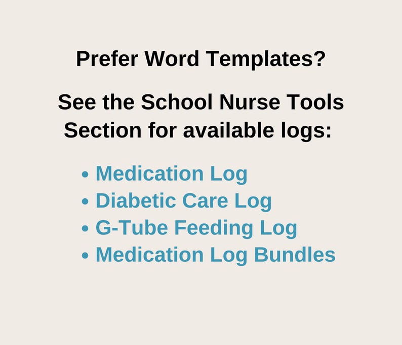 School Nurse Medication Log Spreadsheet: Editable Excel Template ...