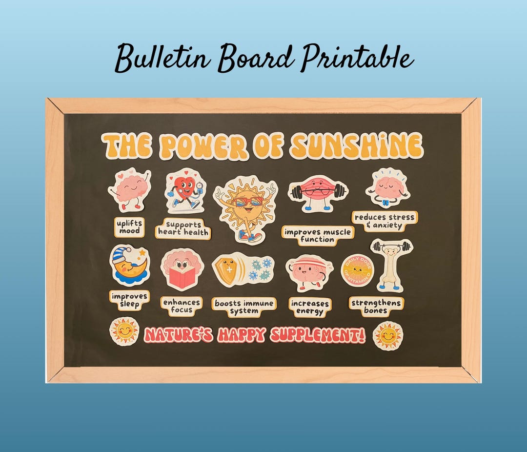 The Power of Sunshine Bulletin Board | School Nurse Office Decor (PDF ...